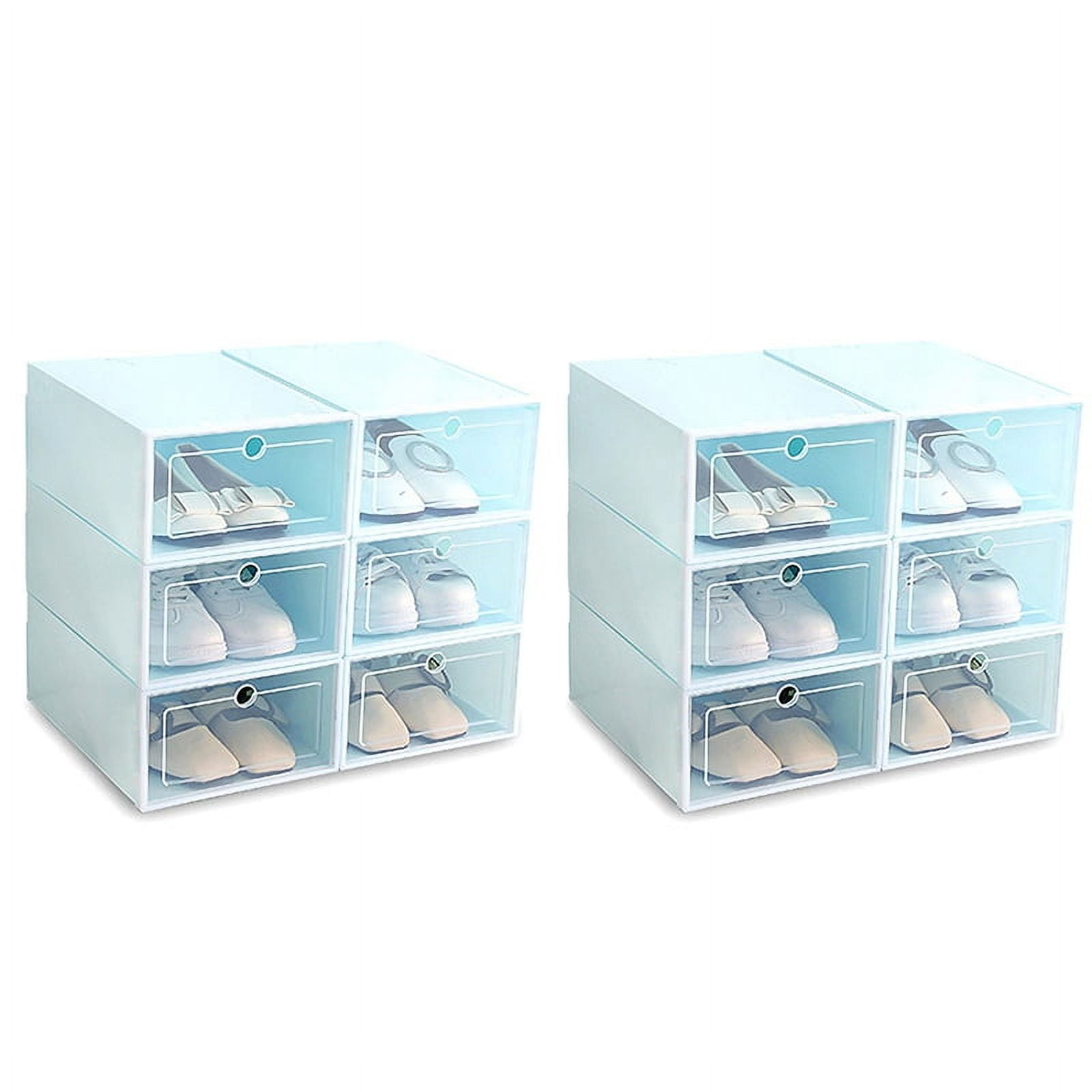 12-Piece Candy Color Shoe Box, Transparent Plastic Shoe Storage Box ...