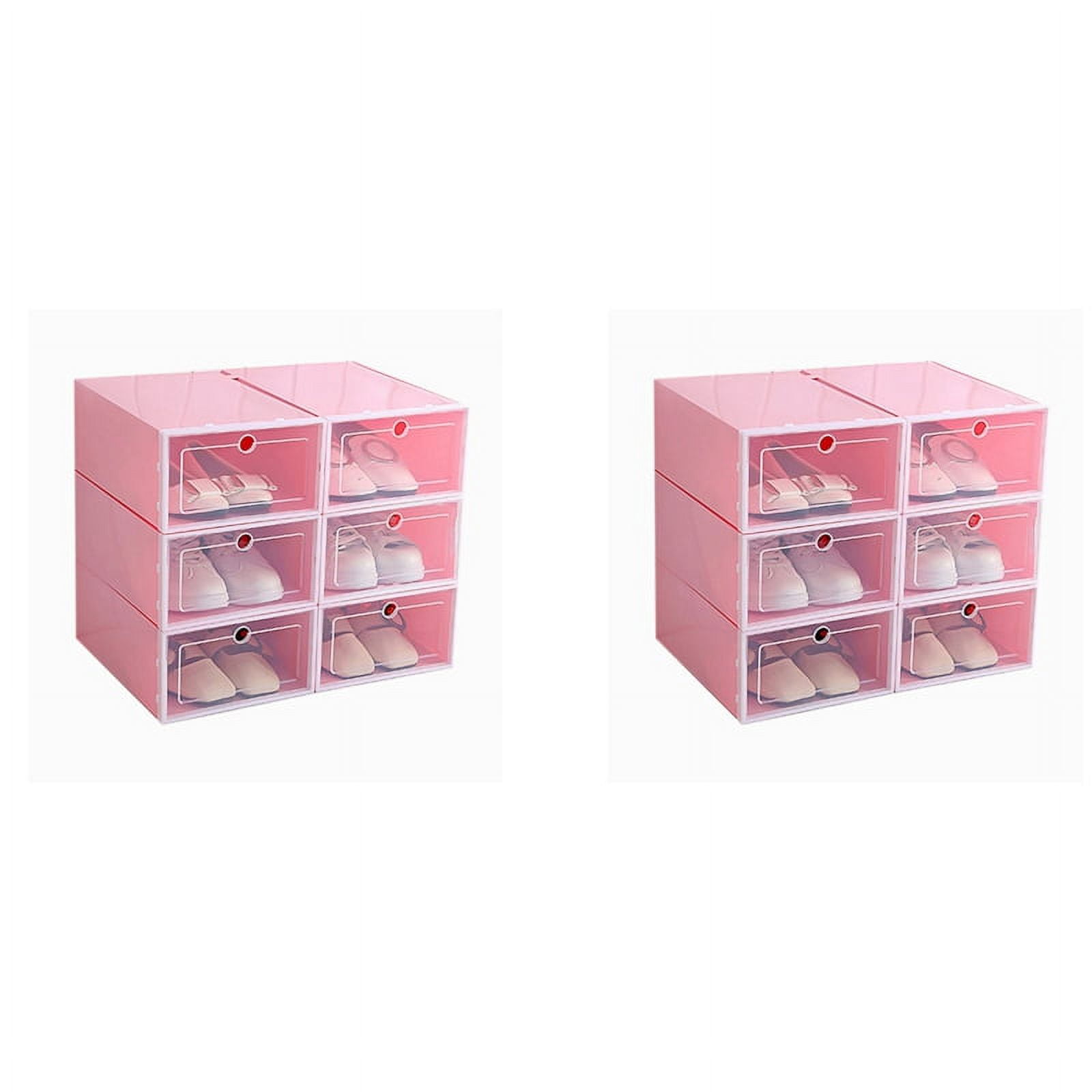 12-Piece Candy Color Shoe Box, Transparent Plastic Shoe Storage Box ...