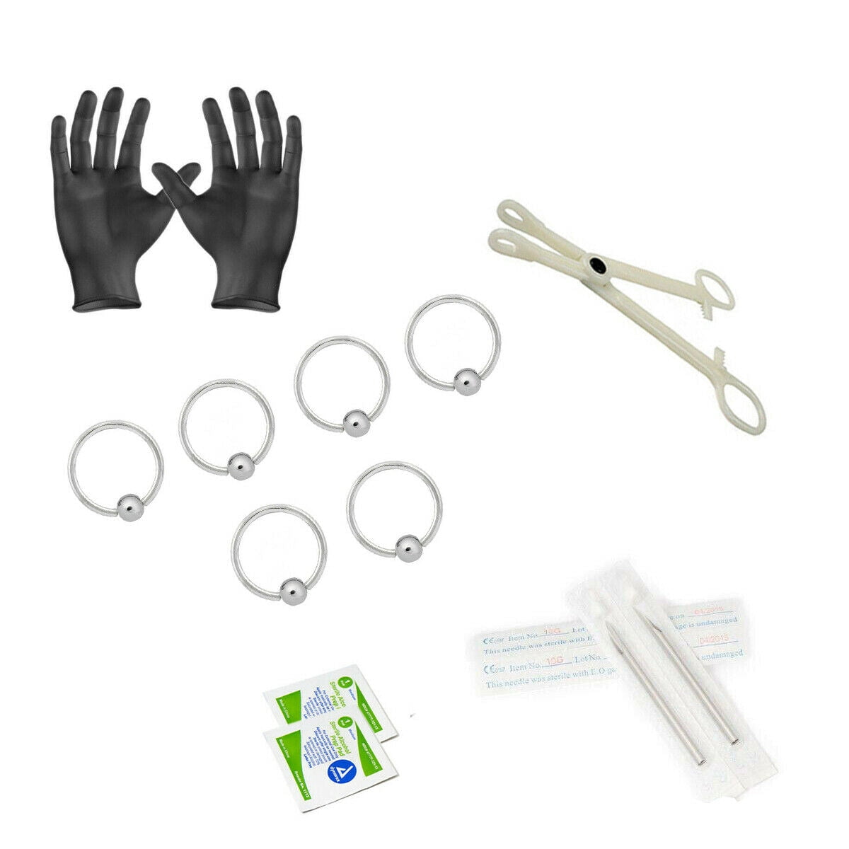 12-Piece Captive bead Piercing Kit - Includes (6) 14g Captive bead ...