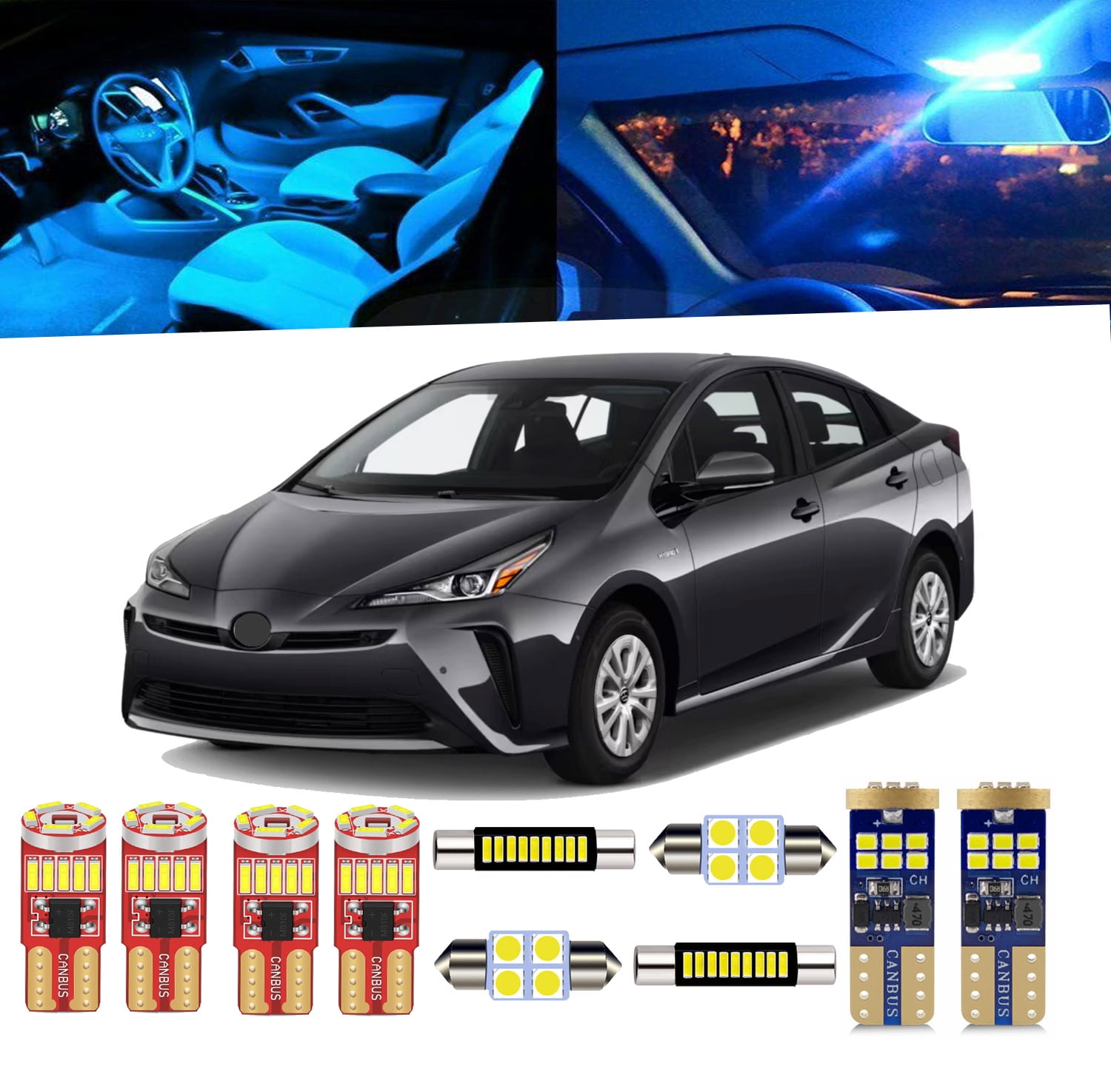 12 Piece Car Interior LED Lights Kit for Toyota Prius 2016 2017 2018 ...