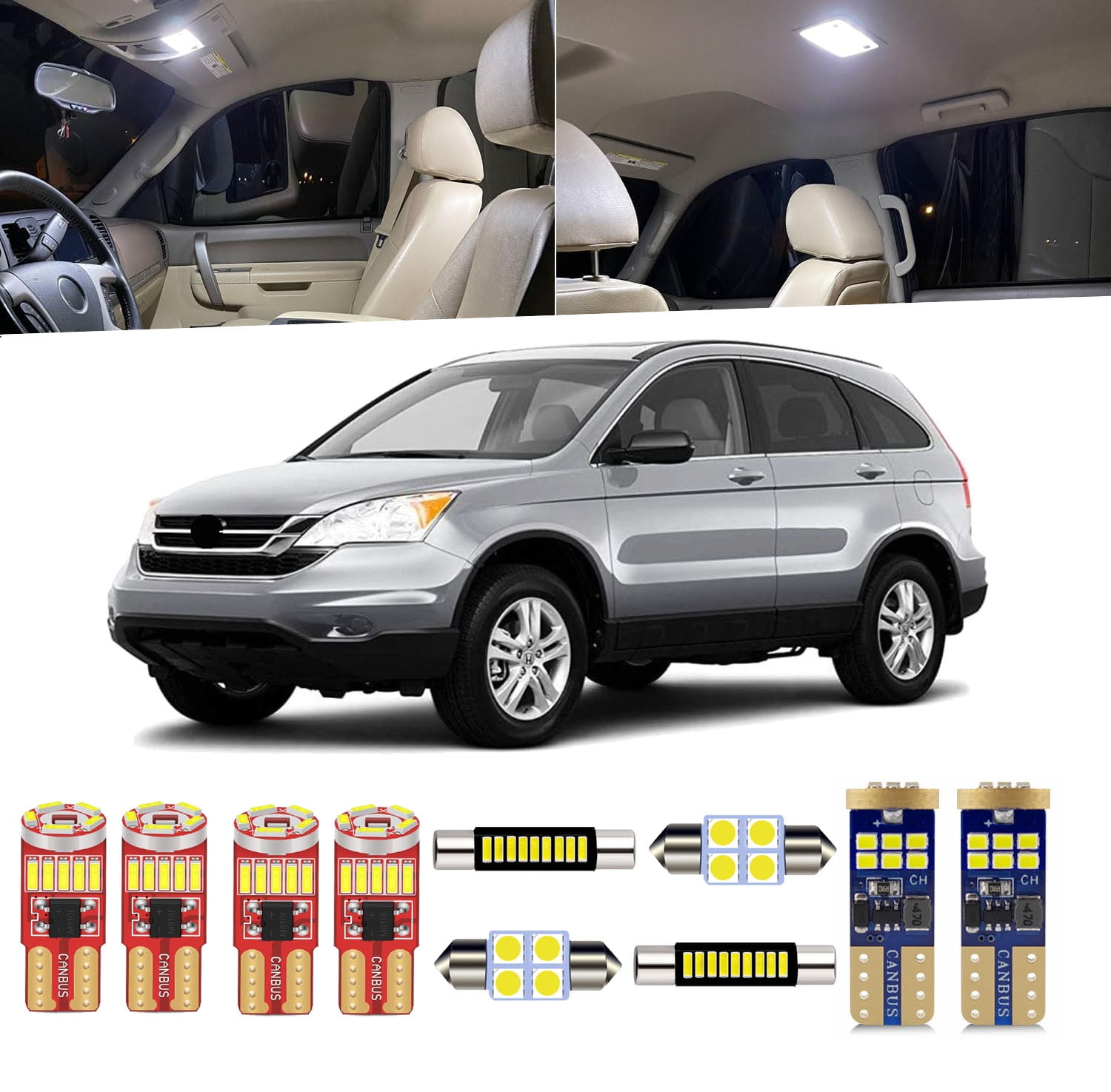 12 Piece Car Interior LED Lights Kit for Honda CR-V 2007 2008 2009 2010 ...