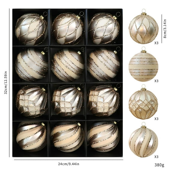 12-Piece Christmas Tree Ball Decoration Set, 4-inch Christmas Tree ...