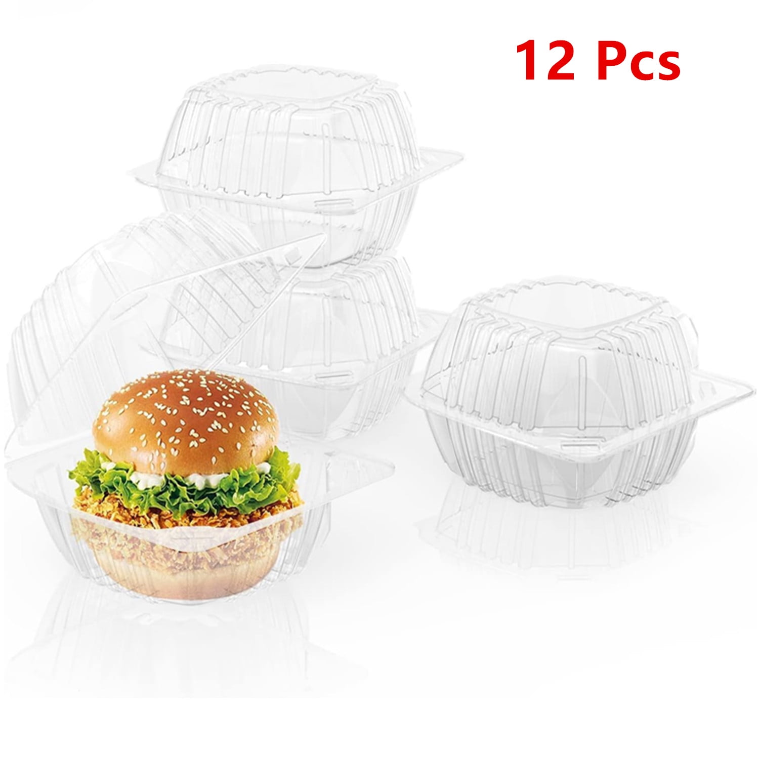 12 Piece Clear Hinged Lid Plastic Food Container Take Out Salad ...