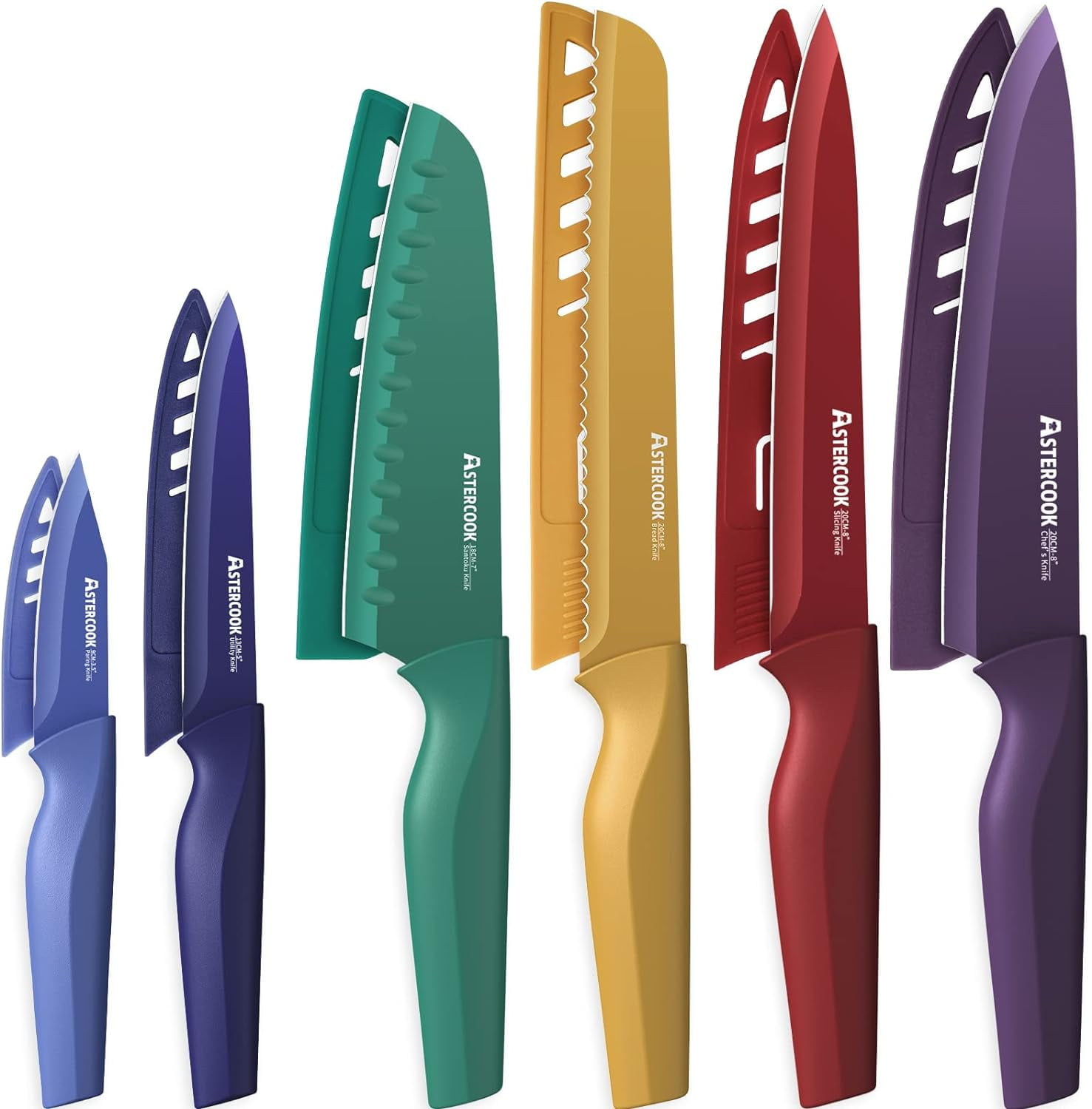 12-Piece Color-Coded Stainless Steel Chef Knife Set with Anti-Rust ...