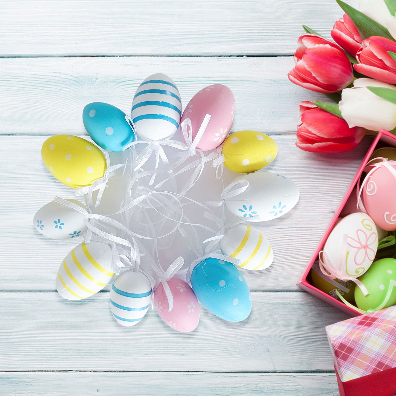 12-Piece DIY Easter Eggs Set, Colorful Plastic Easter Egg Ornaments ...