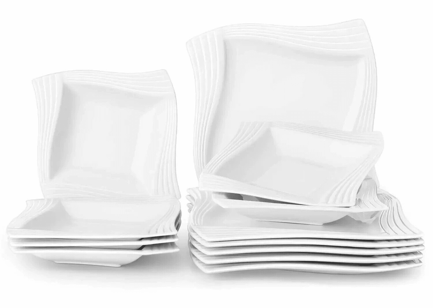 12 Piece Dinnerware Plate for 6 Modern Style White Dinnerware Kitchen ...