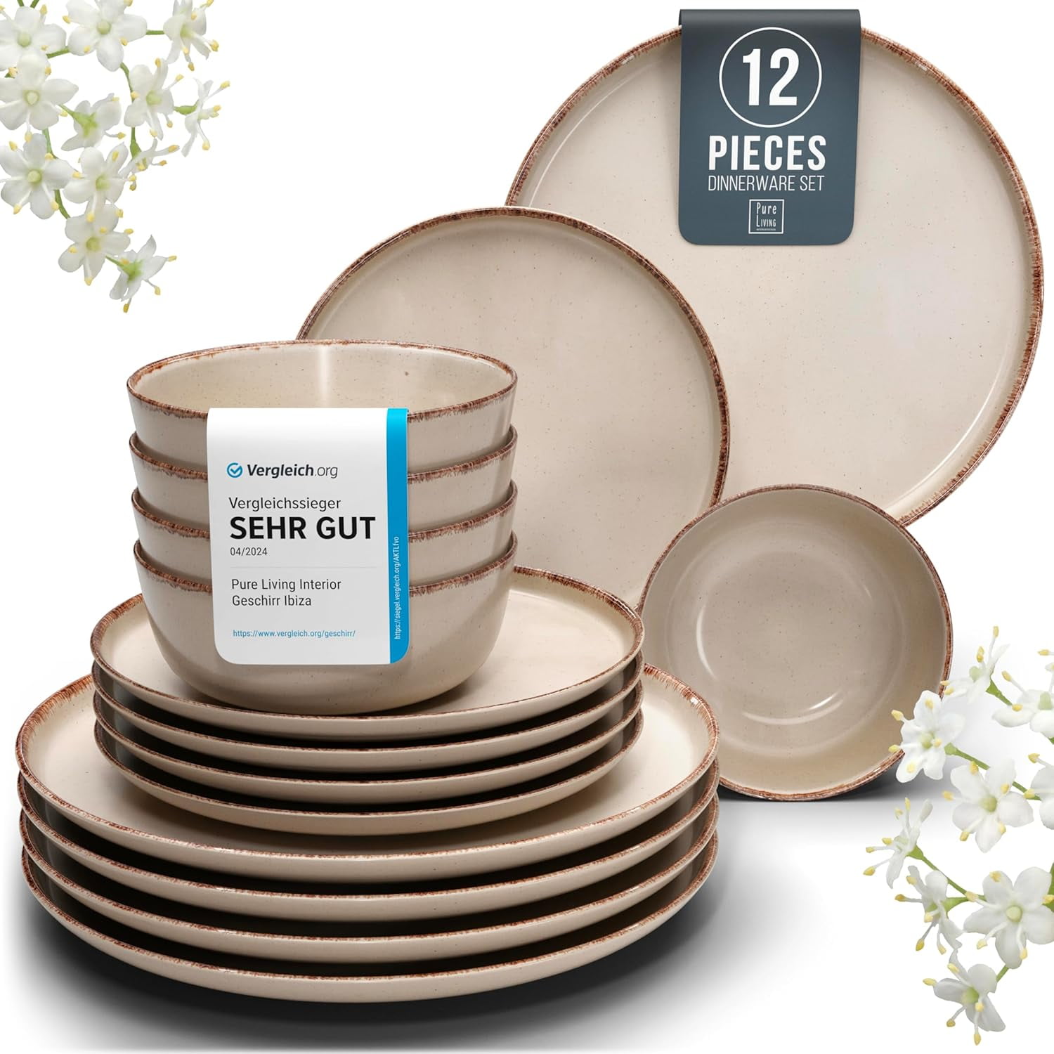 12 Piece Dinnerware Sets for 4 - Modern Style Stoneware Dinnerware Set ...