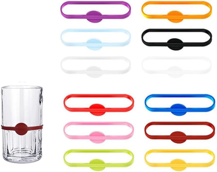12-Piece Drink Markers - Wine Glass Charms for Parties, Silicone Drinks ...