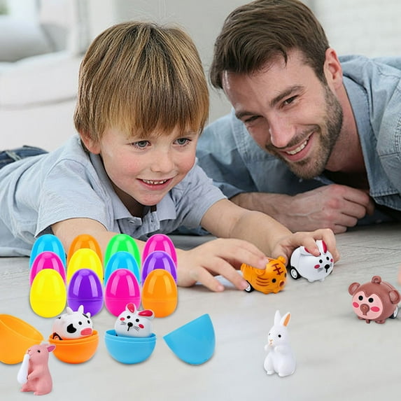 12-Piece Easter Egg Toy Set Each Egg With Hidden Animal Cars & Rabbit ...