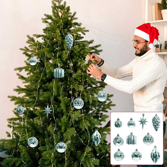 12 Piece Electroplated Plastic Christmas Ball Set, Christmas Tree Ornament Pendant, Party Supply ...