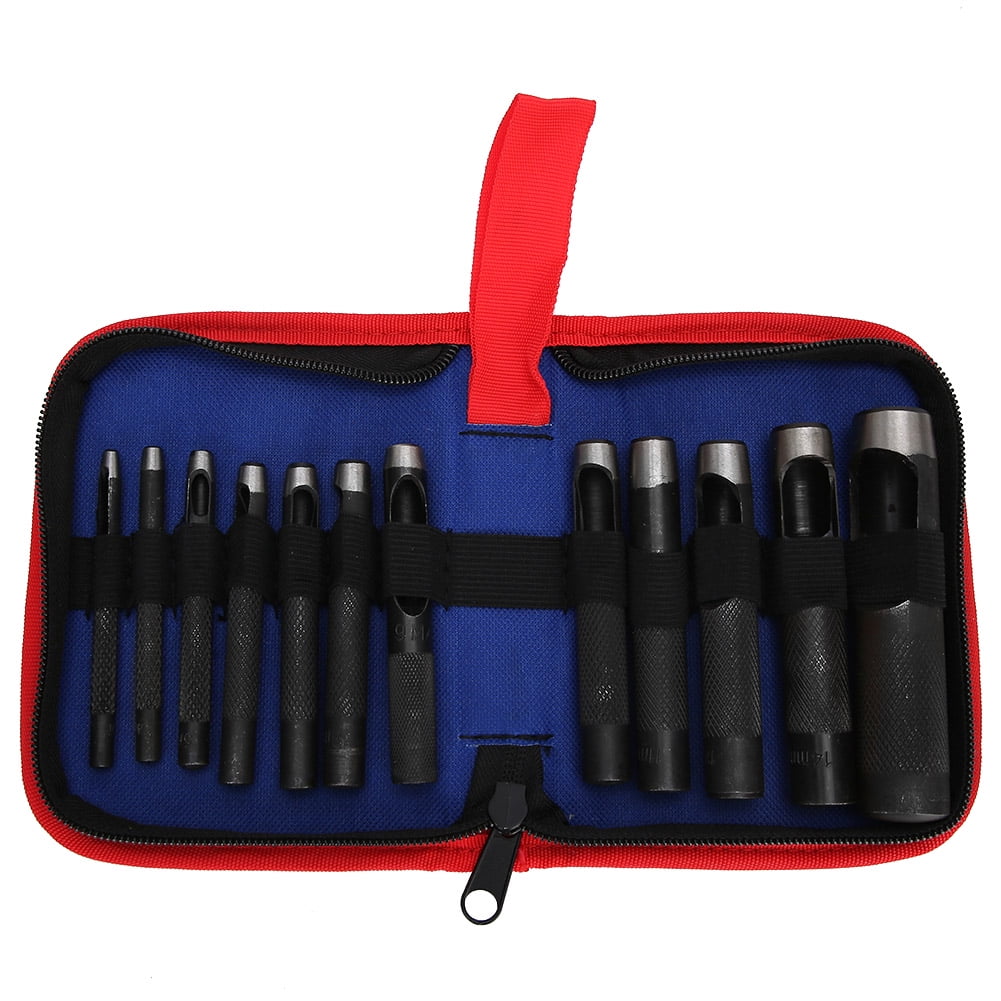 12-Piece Ergonomic Leather Punch Set, Hand-Operated Steel Tools for ...