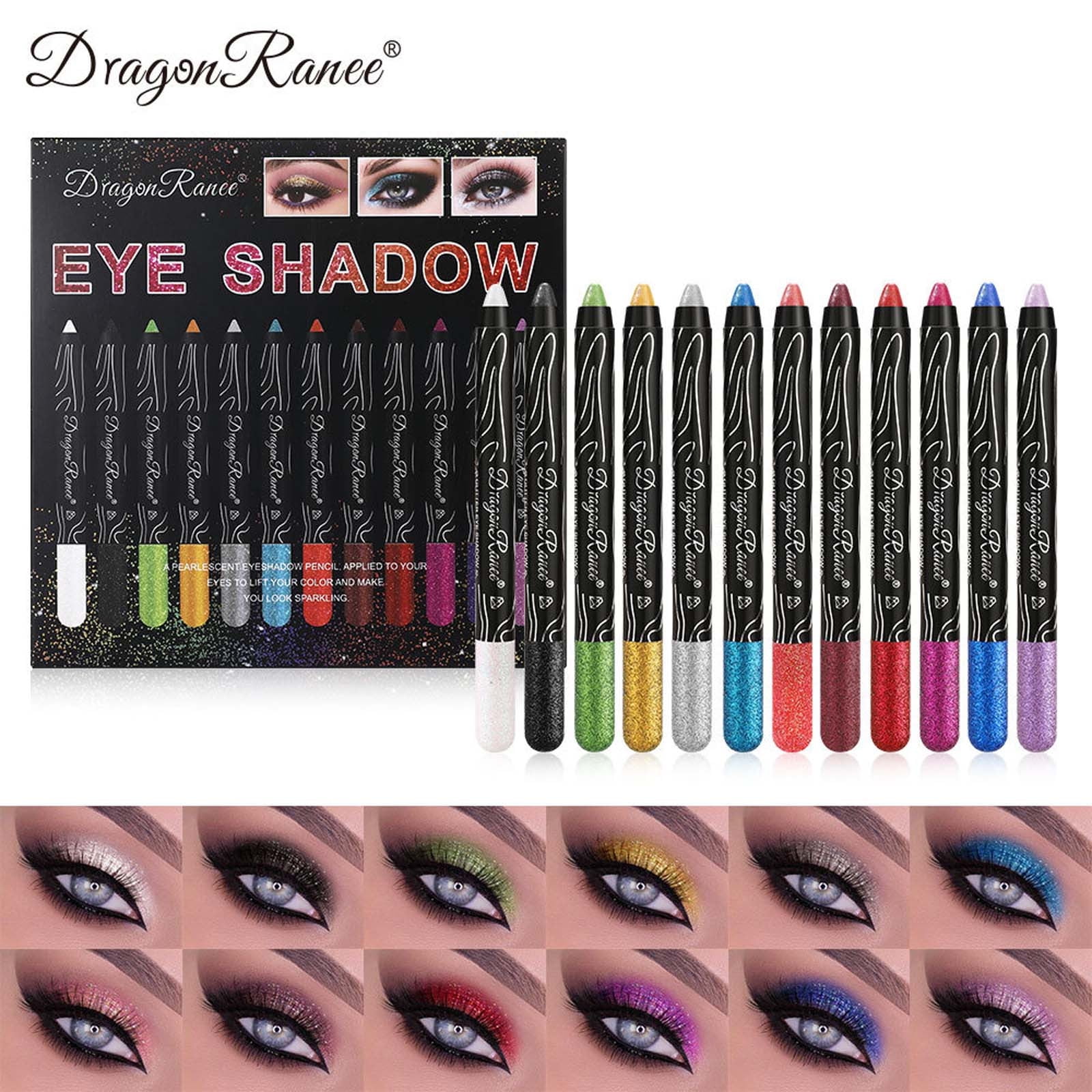 12 Piece Eye Shadow Stick Set Creamy Long Lasting Multi Color Makeup