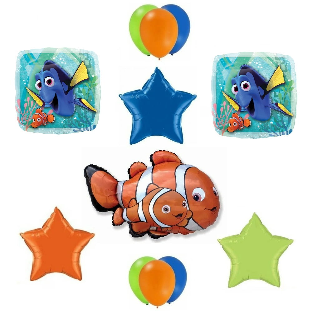 12 Piece FINDING NEMO Marlin Orange Black Clown Fish Birthday Party ...