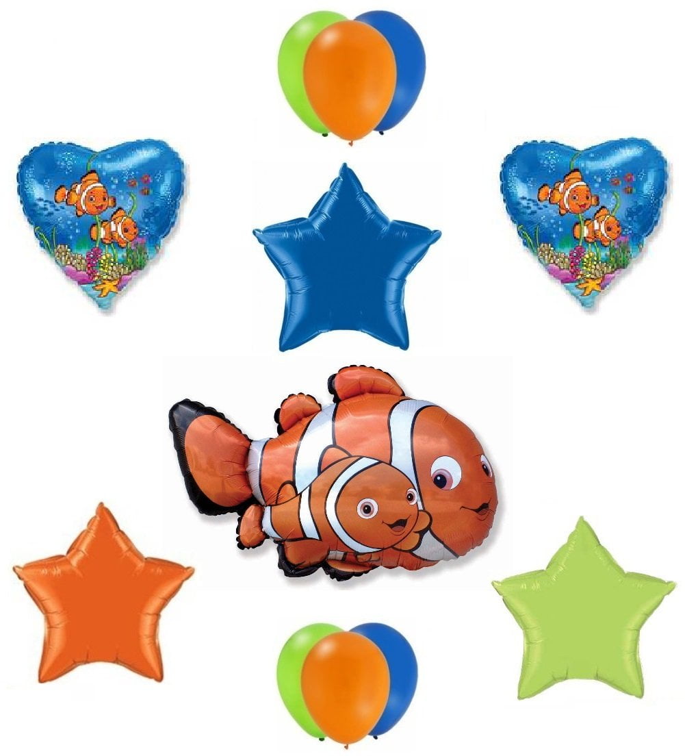 12 Piece FINDING NEMO Marlin Orange Black Clown Fish Birthday Party ...