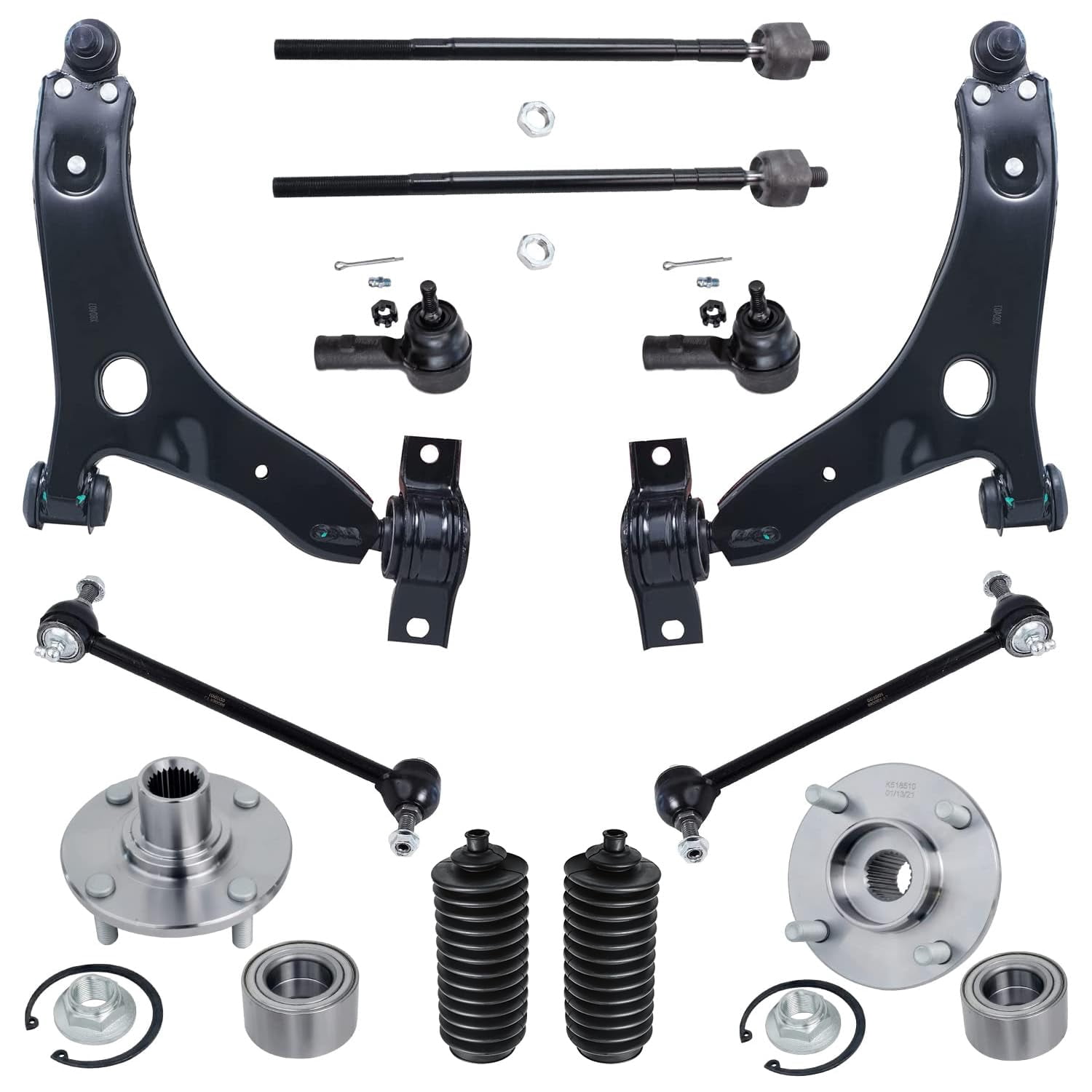 12-Piece Front Suspension Kit - (2) Front Lower Suspension Control Arms ...