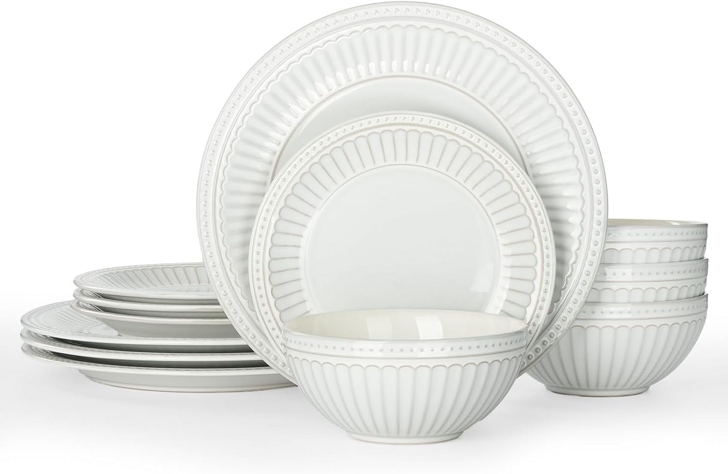 12-Piece Garden Plates and Bowls Set, Dinnerware for 4, Scratch ...
