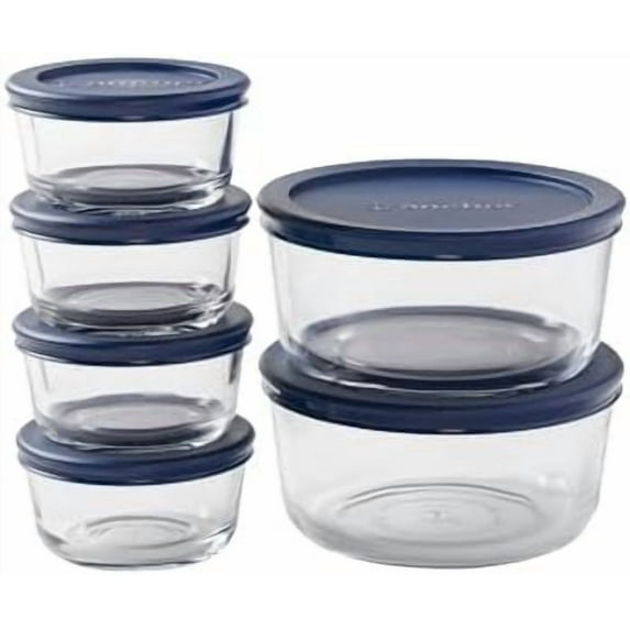 12 Piece Glass Storage Containers with Lids (6 Glass Food Storage ...