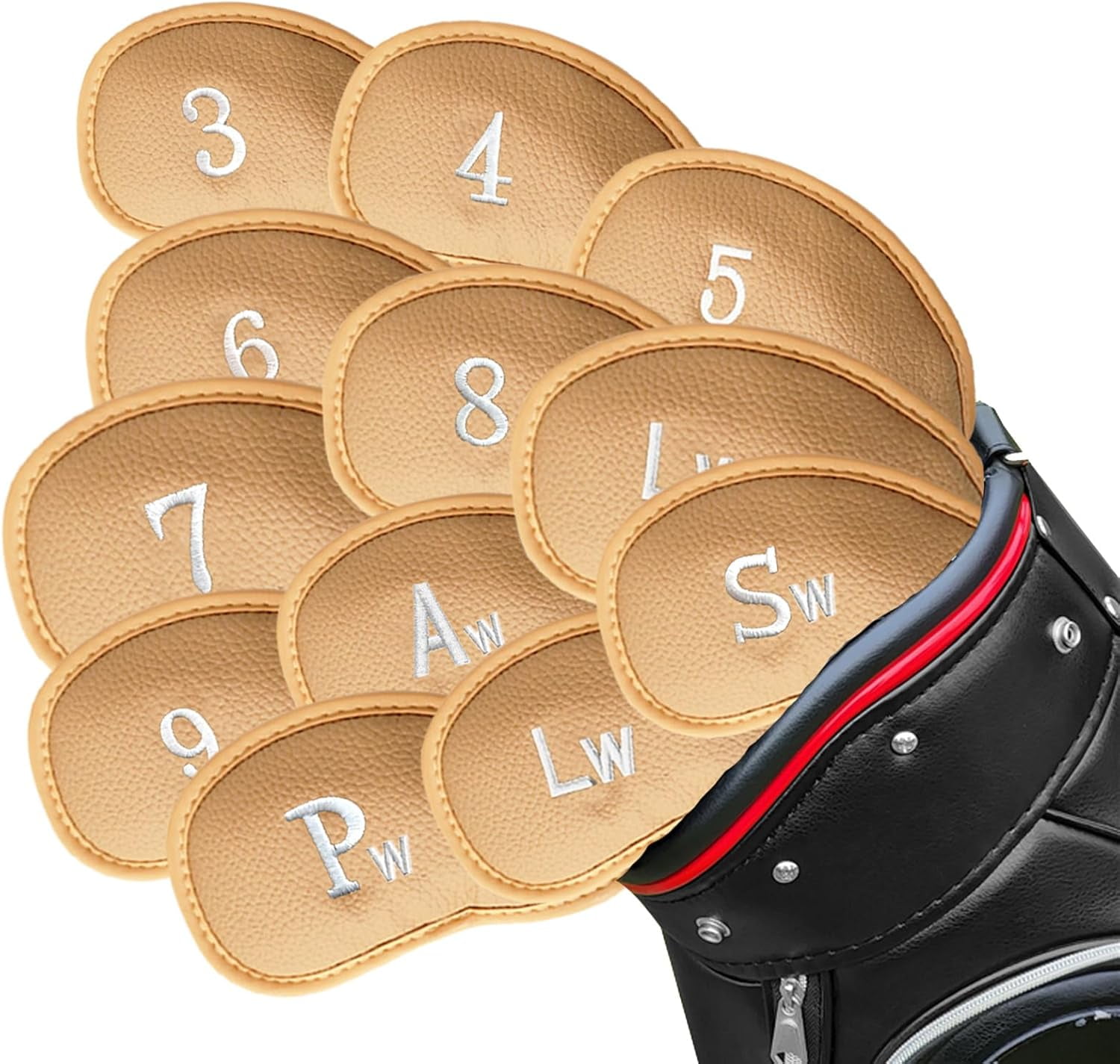 12 Piece Golf Iron Head Covers Set Universal Fit Synthetic Leather ...