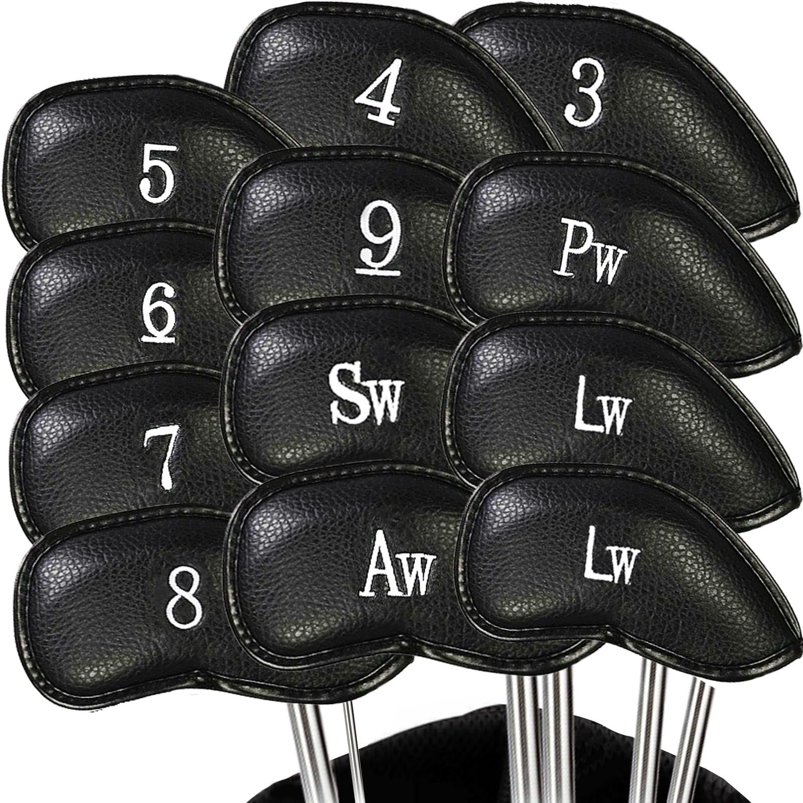 12 Piece Golf Iron Head Covers Set Universal Fit Synthetic Leather ...