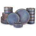 12-Piece Grey-Blue Reactive Glaze Dinnerware Sets Plates and Bowls ...