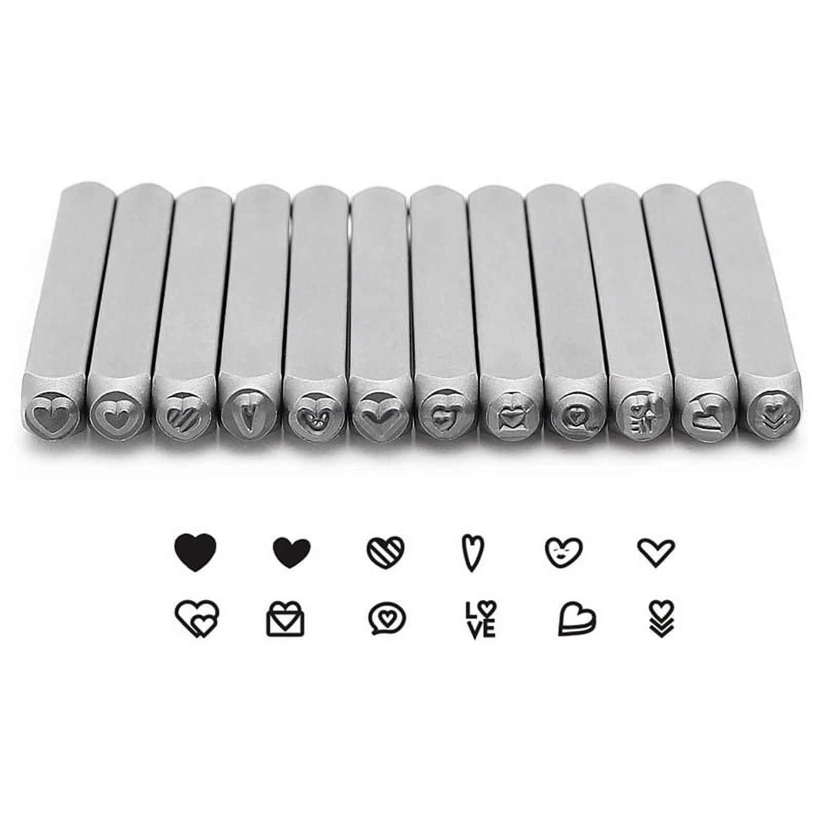 12 Piece Heart-Shaped (Love) Metal Stamp Set, 3mm (1/8 Inch) Metal ...
