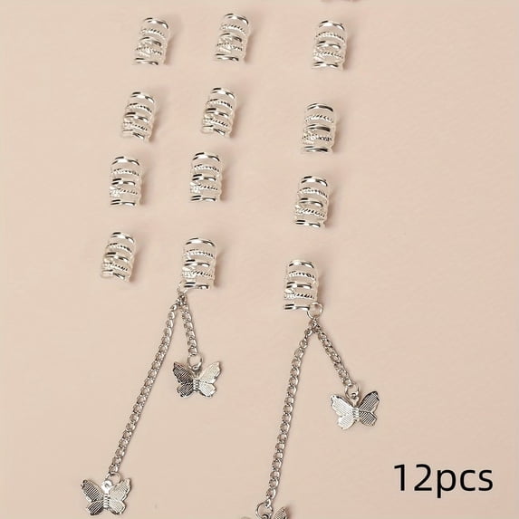 12-Piece Hippie Style Butterfly Tassel Hair Beads Set for Dreadlocks ...