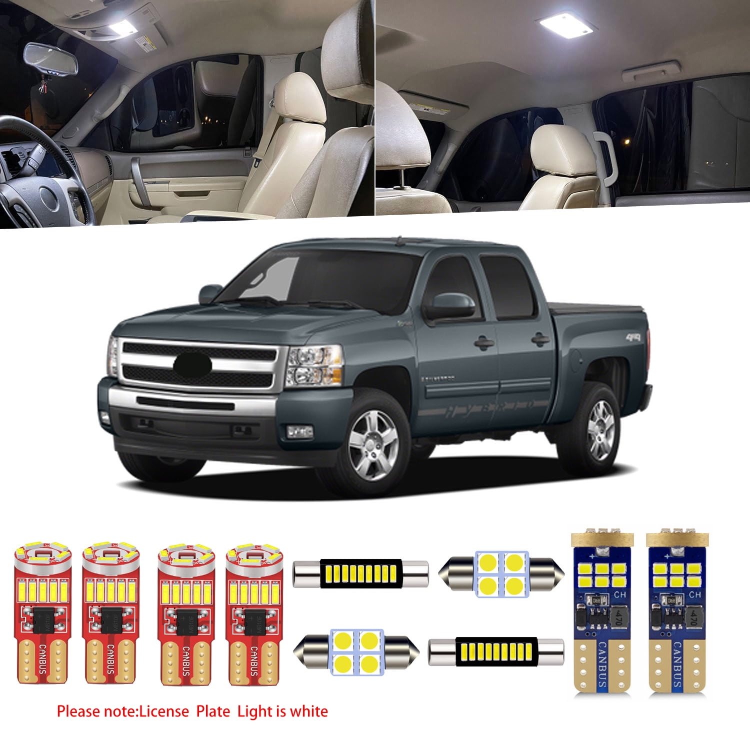 12 Piece Interior LED Lights Kit for Chevrolet Silverado 2007-2013 ...