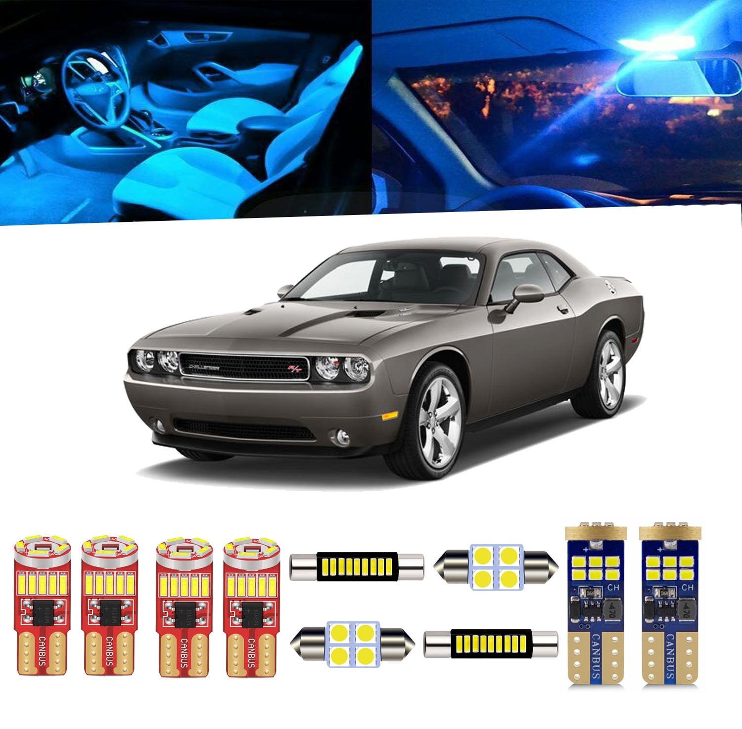 12 Piece Interior LED Lights Kit for Dodge Challenger 2009 2010 2011 ...