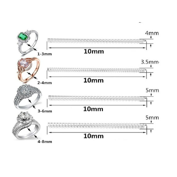 TIKA Clear Ring Size Adjusters, Secure Fit for Loose Rings, 4 Sizes ...