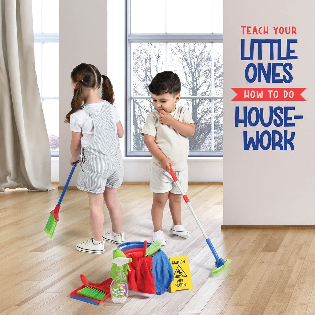 12-Piece Kids Cleaning Set - Pretend Toy for Toddlers, Includes Broom ...