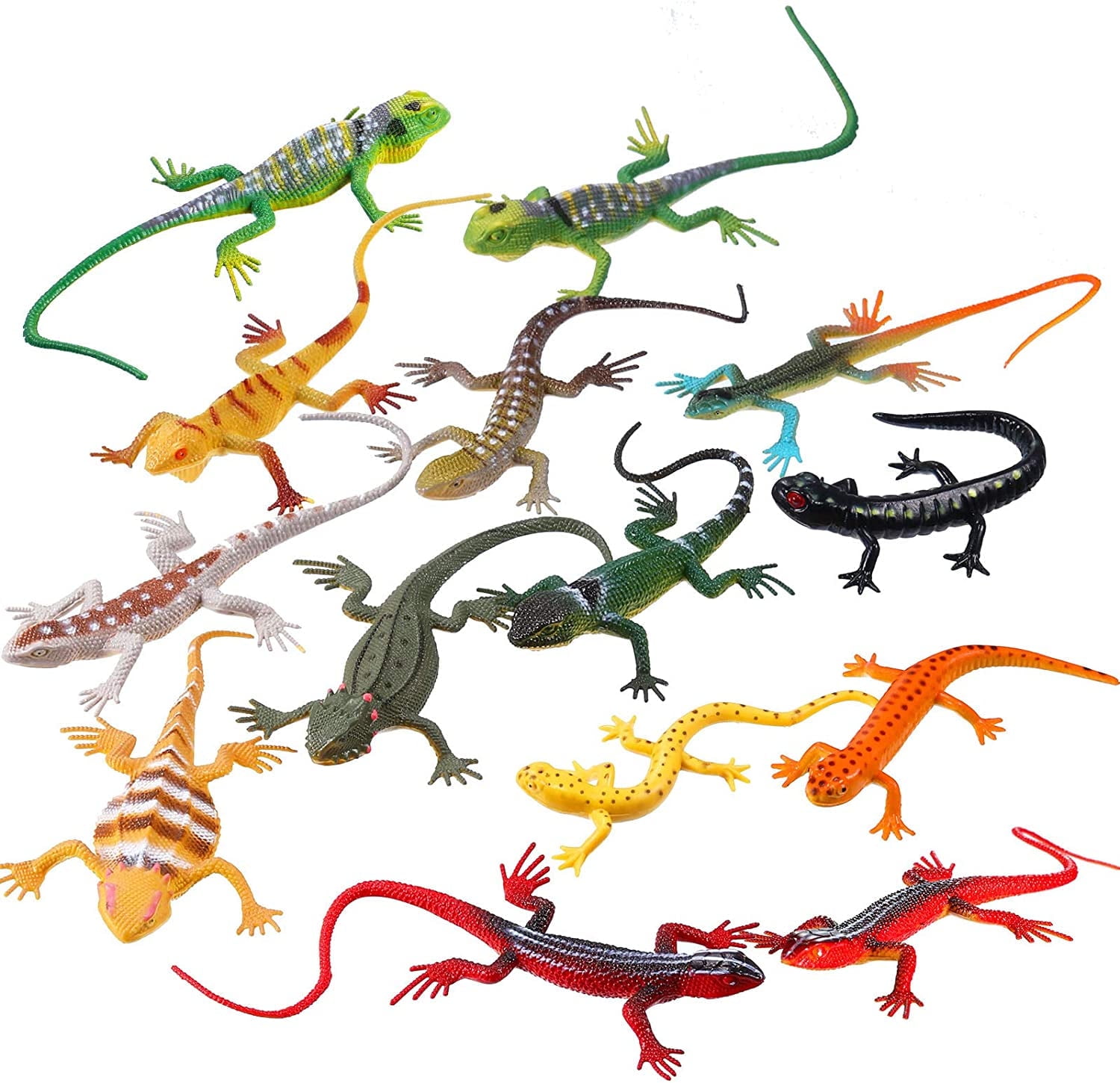 12 Piece Lizard Toys Colorful Fake Lizards Artificial Model Reptile ...
