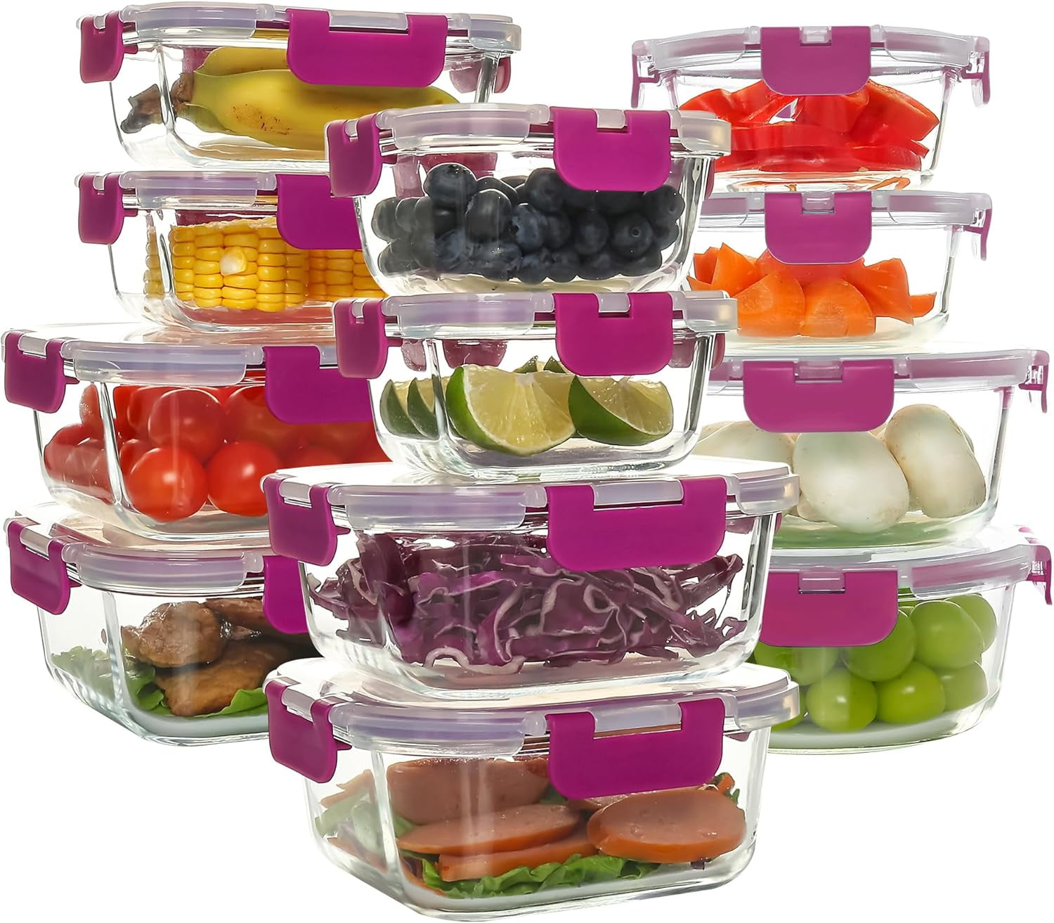 12 Piece Meal Prep Glass Containers Set with Lids, Ideal for Food ...