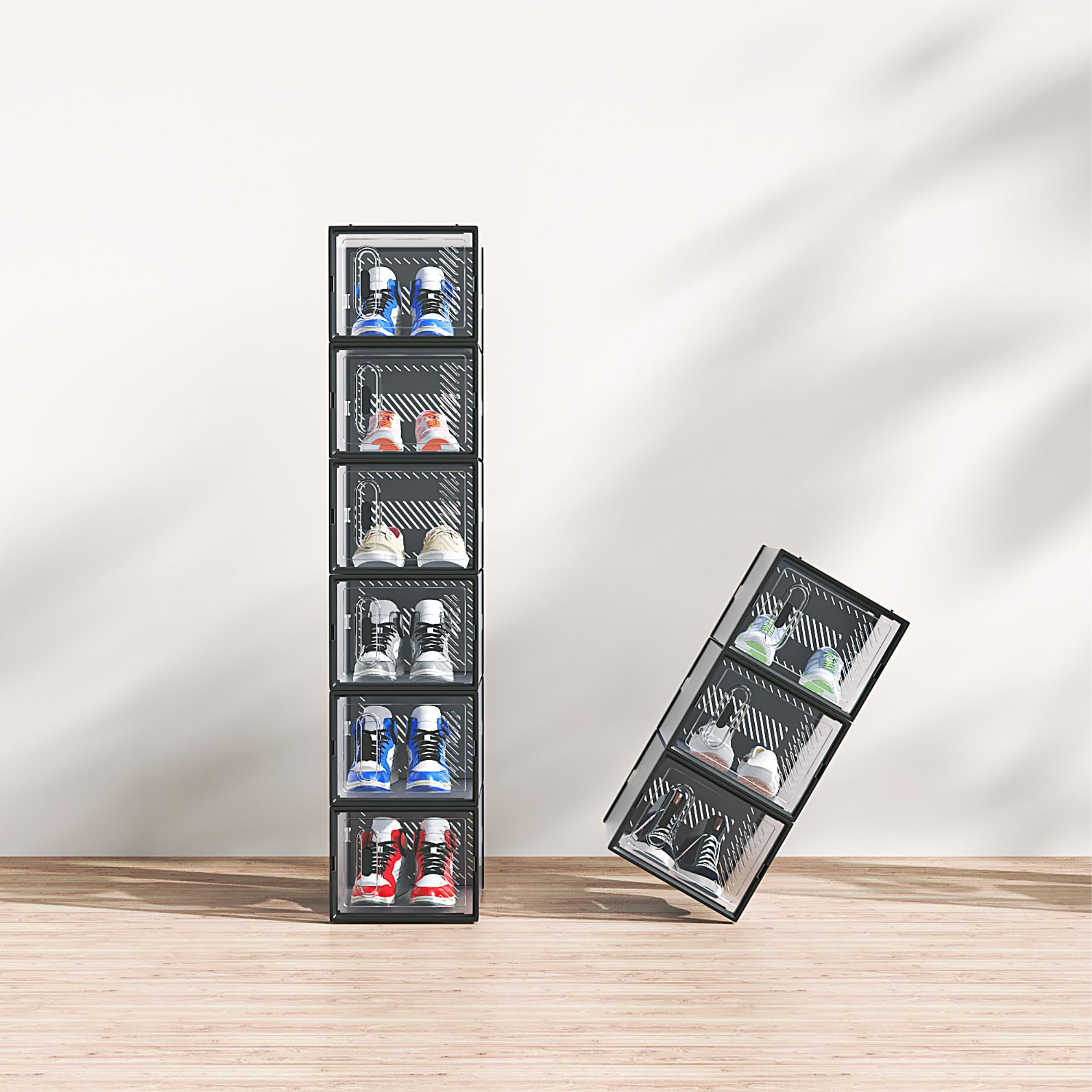 12 Piece Medium Black Plastic Mesh Shoe Box Set 35.00x25.00x19.00cm ...