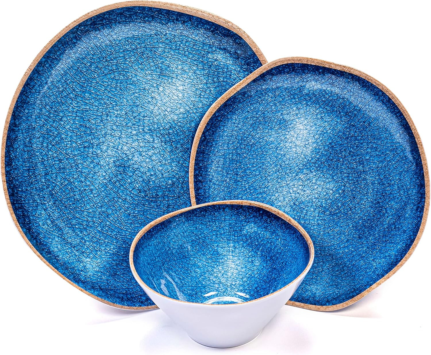 12 Piece Melamine Dinnerware Set, Blue Ceramic - Walmart.com
