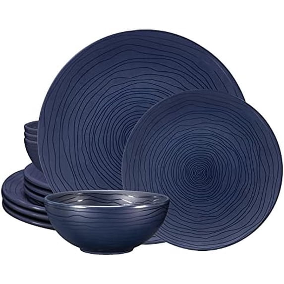 12 Piece Melamine Dinnerware Set - Durable, Dishwasher Safe, Organica ...