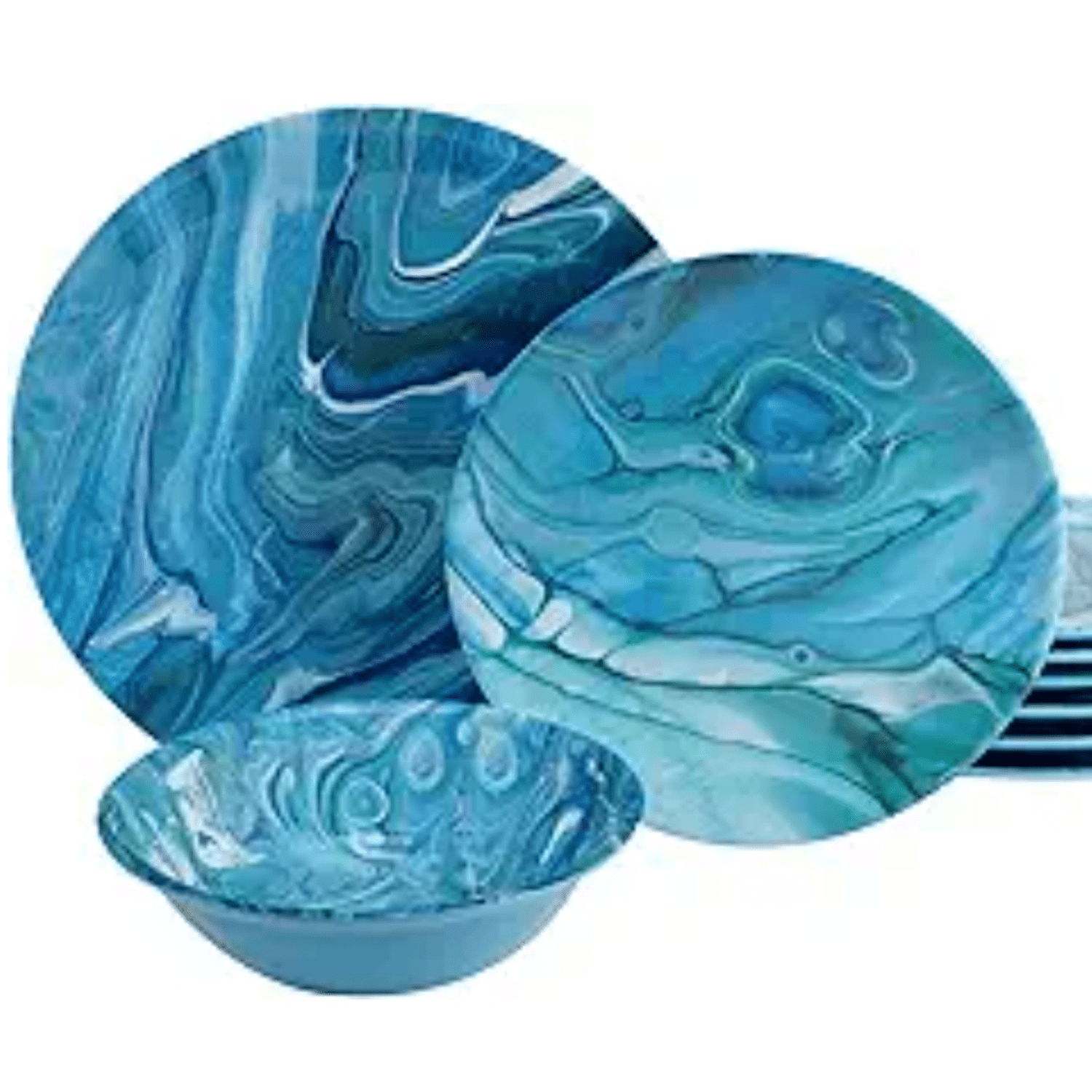 12 Piece Melamine Dinnerware Set, Service for 4, Multi Colored ...