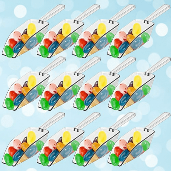 12-Piece Mini Clear Acrylic Kitchen Scoops, 5.5-Inch Flat Bottom Scoop ...
