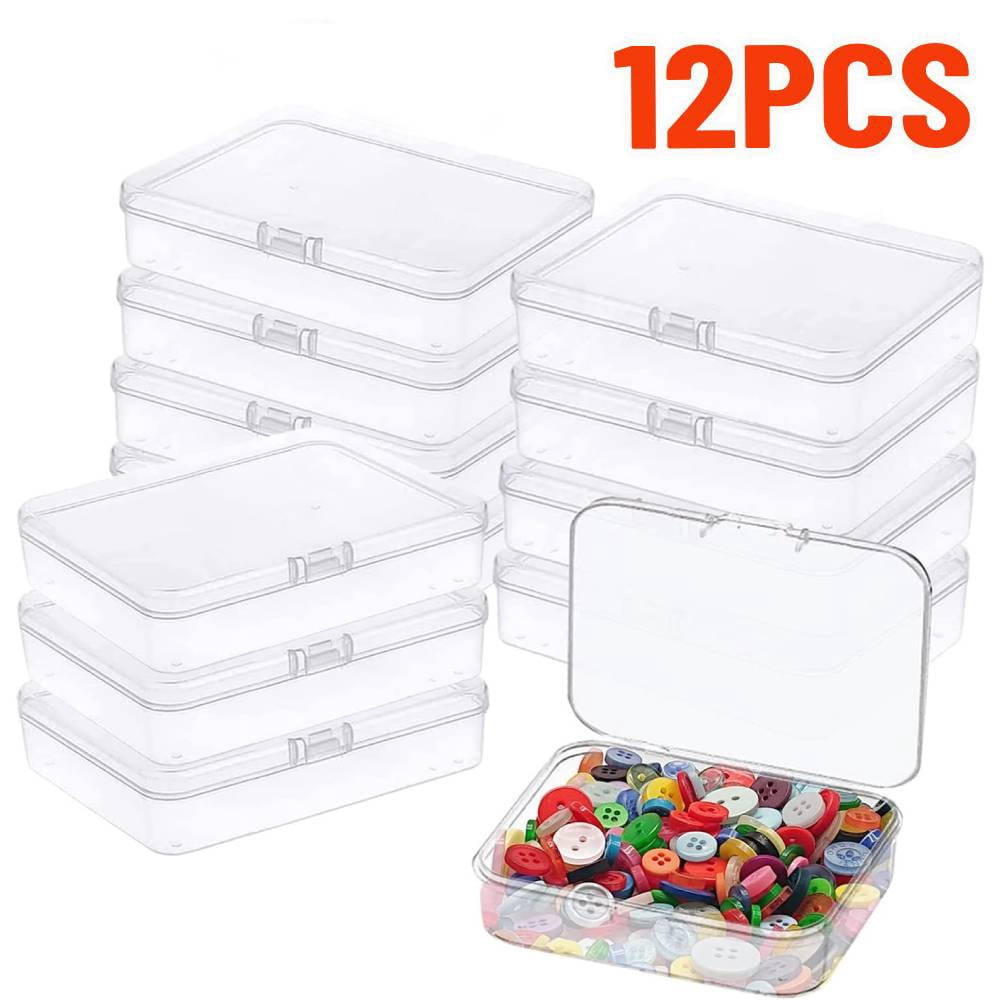 12 Piece Mini Plastic Storage Containers Box with Lid, 3.5 x 2.4 Inches ...