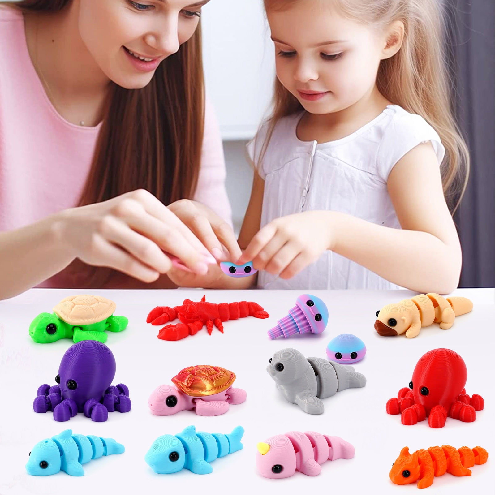 12-Piece Miniature Ocean Pet Set - 3D Printed Articulated Figurines for ...