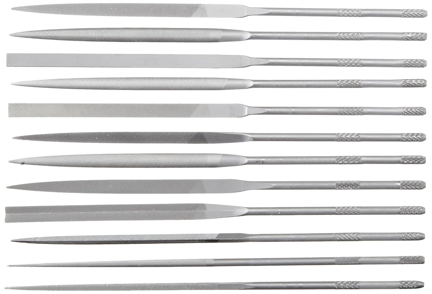12-Piece Needle File Set with Handles - Swiss Pattern, Double Cut, #0 ...