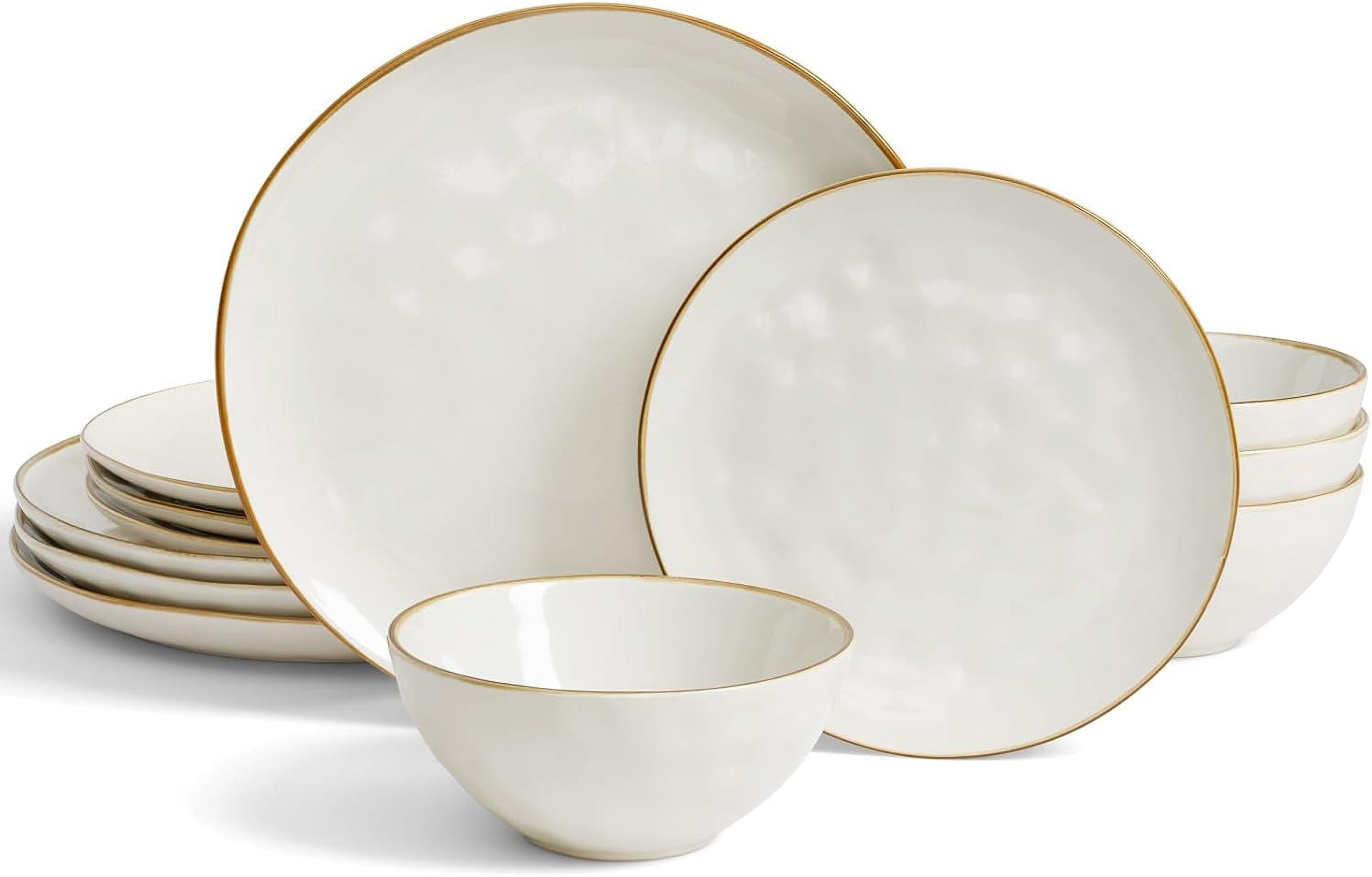 12-Piece Ocean Round Dinnerware Sets for 4, Including Plates and Bowls ...