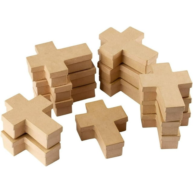 12 Piece Package Of Paper Mache Cross Boxes For Vbs, Kids Crafting And ...