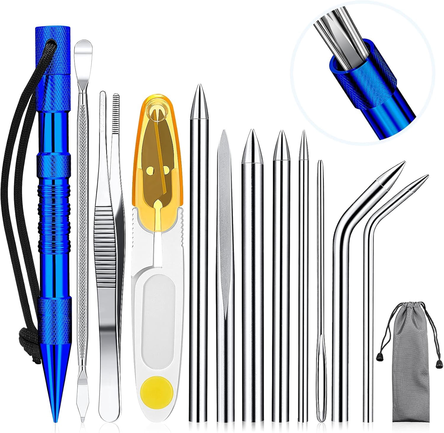 12-Piece Paracord Fid Set - Stainless Steel Knotter Tools, Marlinspike ...