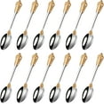 12-Piece Part Gold Coffee Spoons, 5.12" Stirring Mini Teaspoons for ...