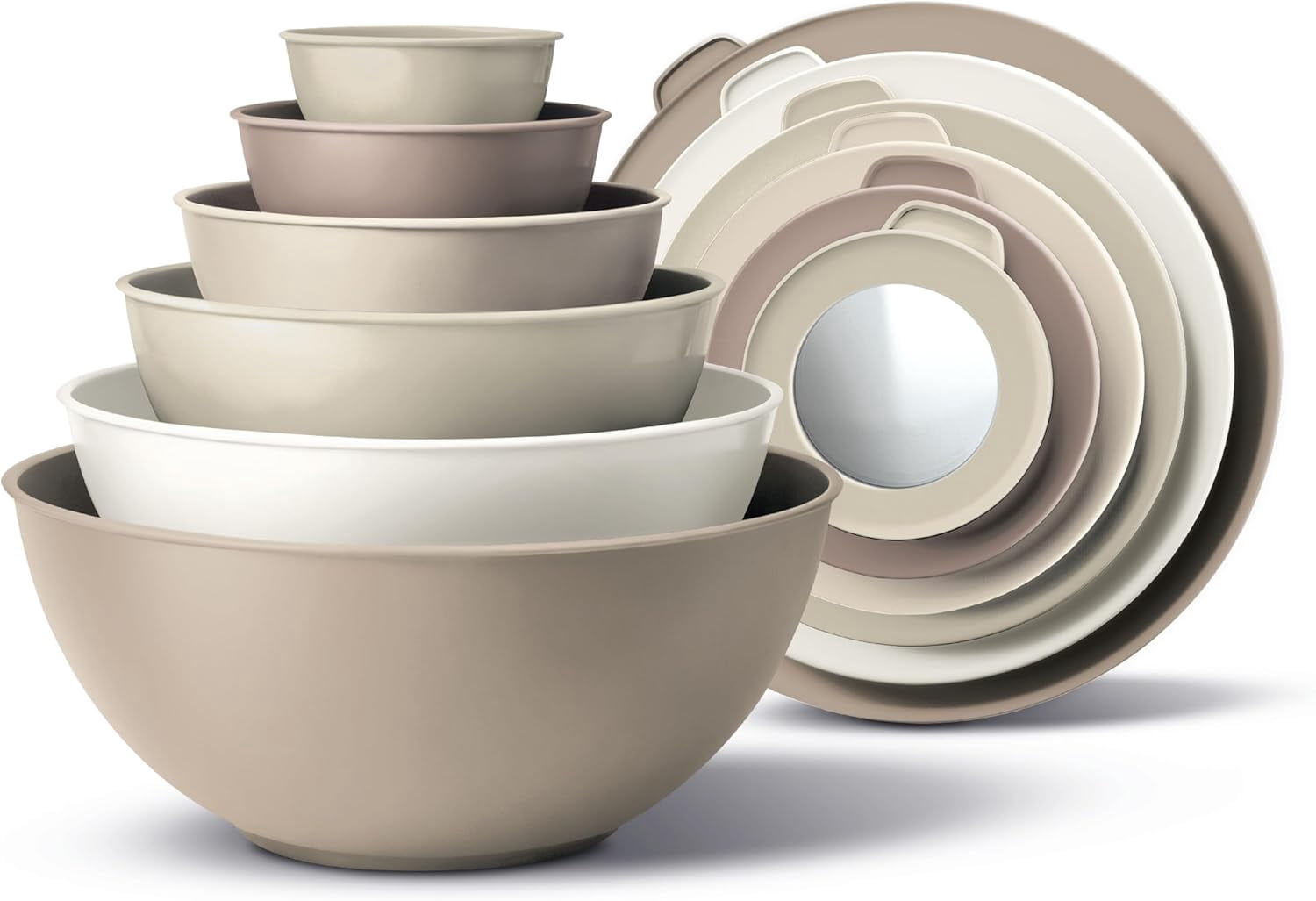 12-Piece Plastic Mixing Bowls Set with TPR Lids, Nesting Prep Bowls ...