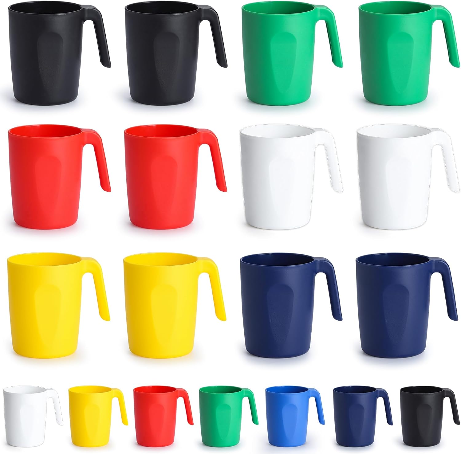 12-Piece Plastic Mug Set - Unbreakable & Reusable Travel Coffee Mugs ...