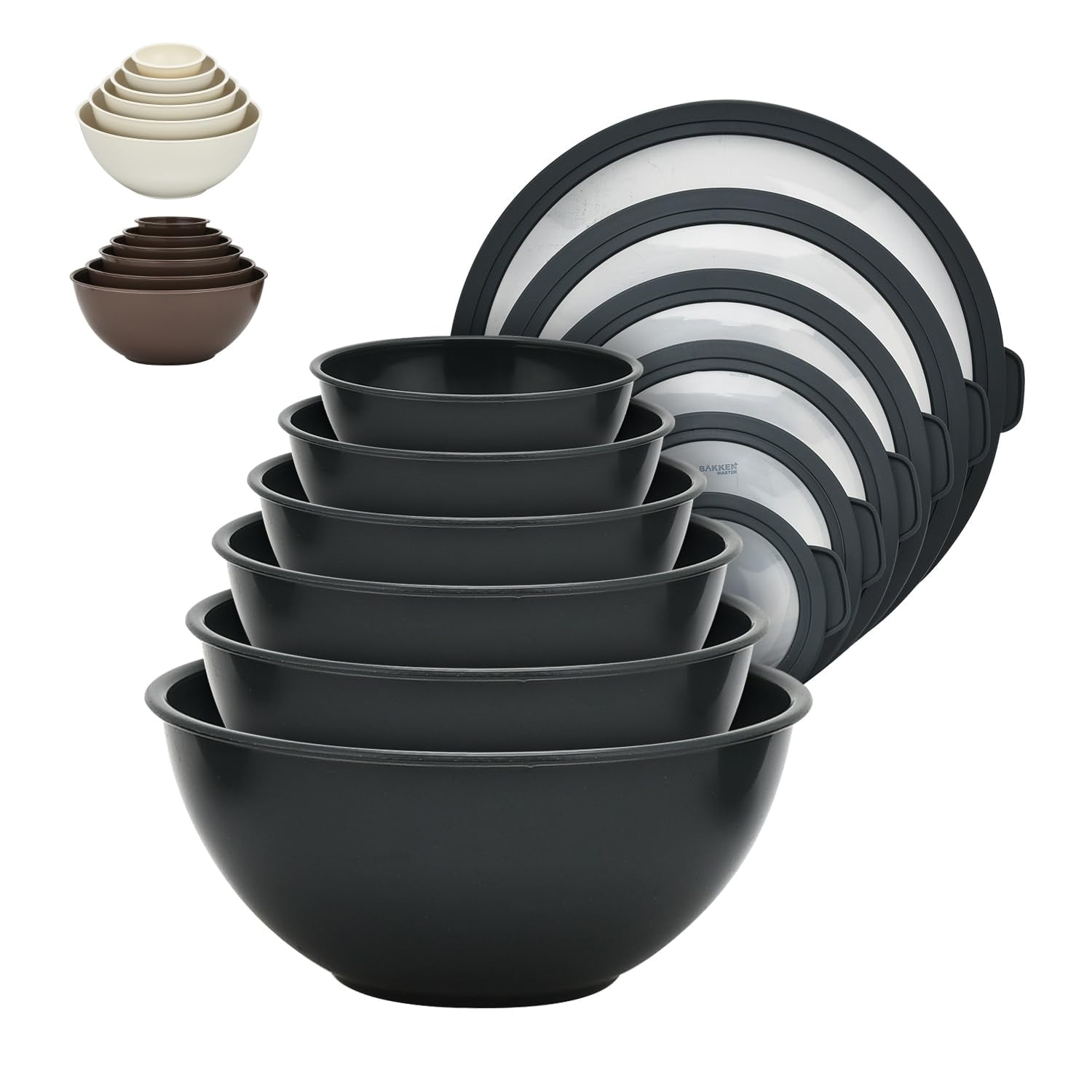 12 piece plastic nesting bowls with lids - mixing bowls set includes 6 ...