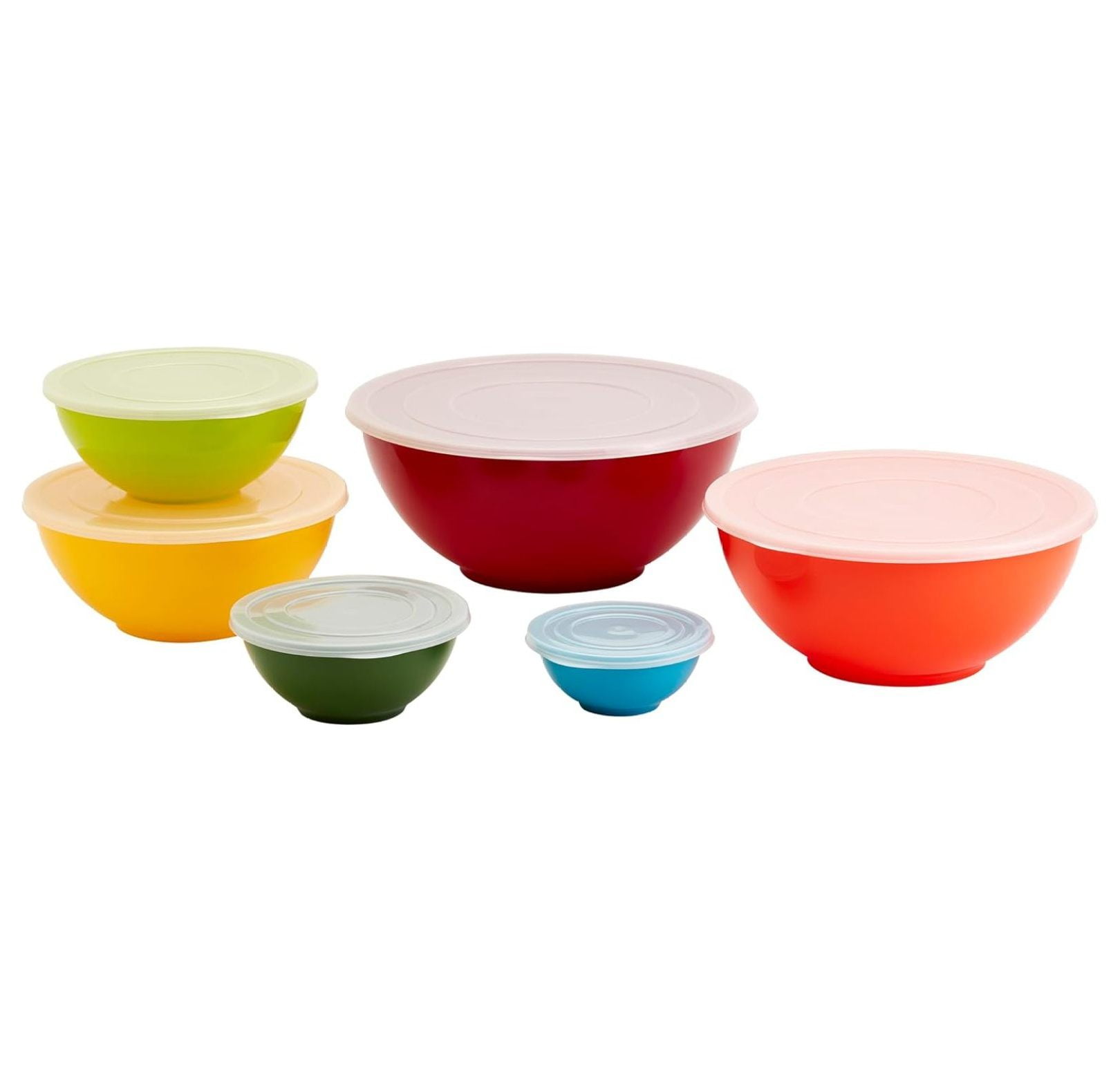 12 Piece Plastic Nesting Mixing Bowls with Lids Set for Kitchen, Baking ...