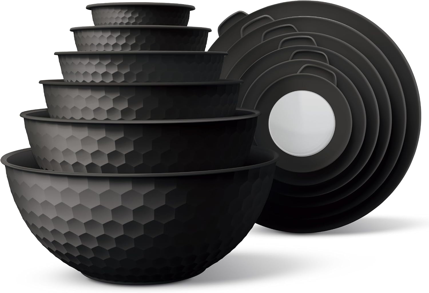 12 Piece Plastic Nesting Mixing Bowls Set with Lids - Microwave Safe ...