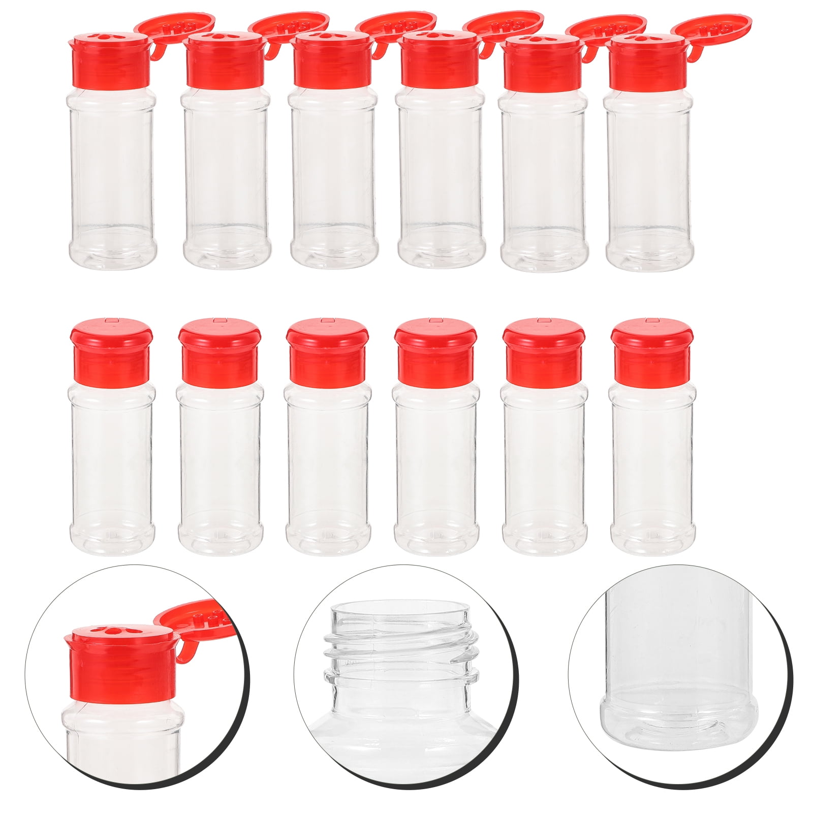 UKCOCO Red Plastic Condiment Jar Bottles 12Pcs 3.93X1.45X1.45in ...